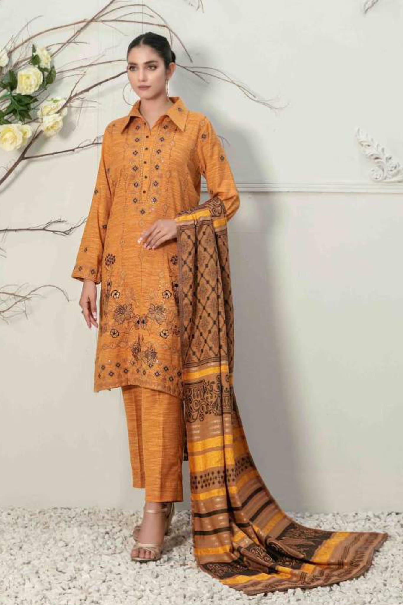 Mahin by Tawakkal Unstitched 3 Piece Leather Peach Collection'2022-L-7 ...