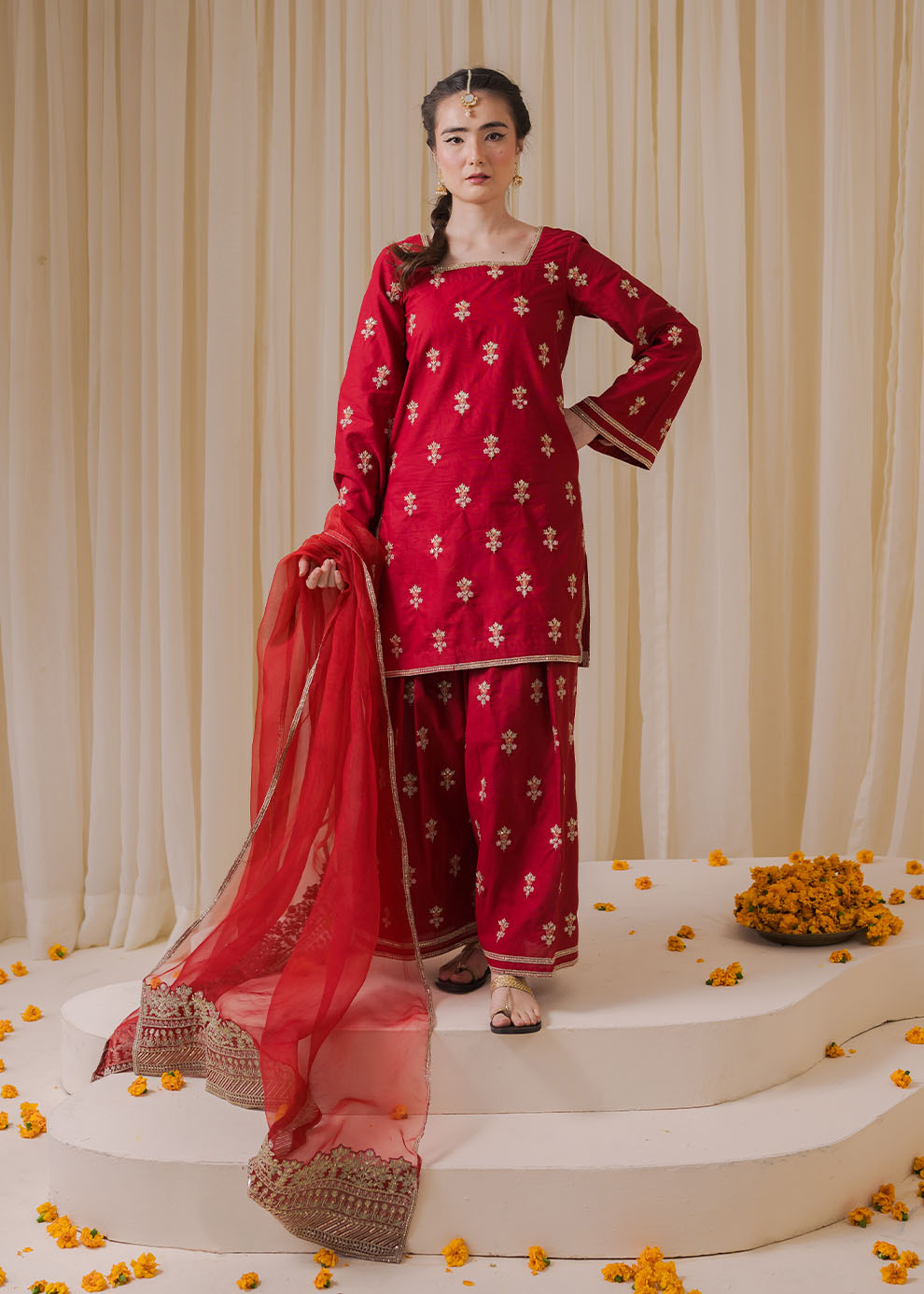 Chamak Dhamak By Pashma Khan Eid Collection'2025-Emaan - Dark Red – Bagallery