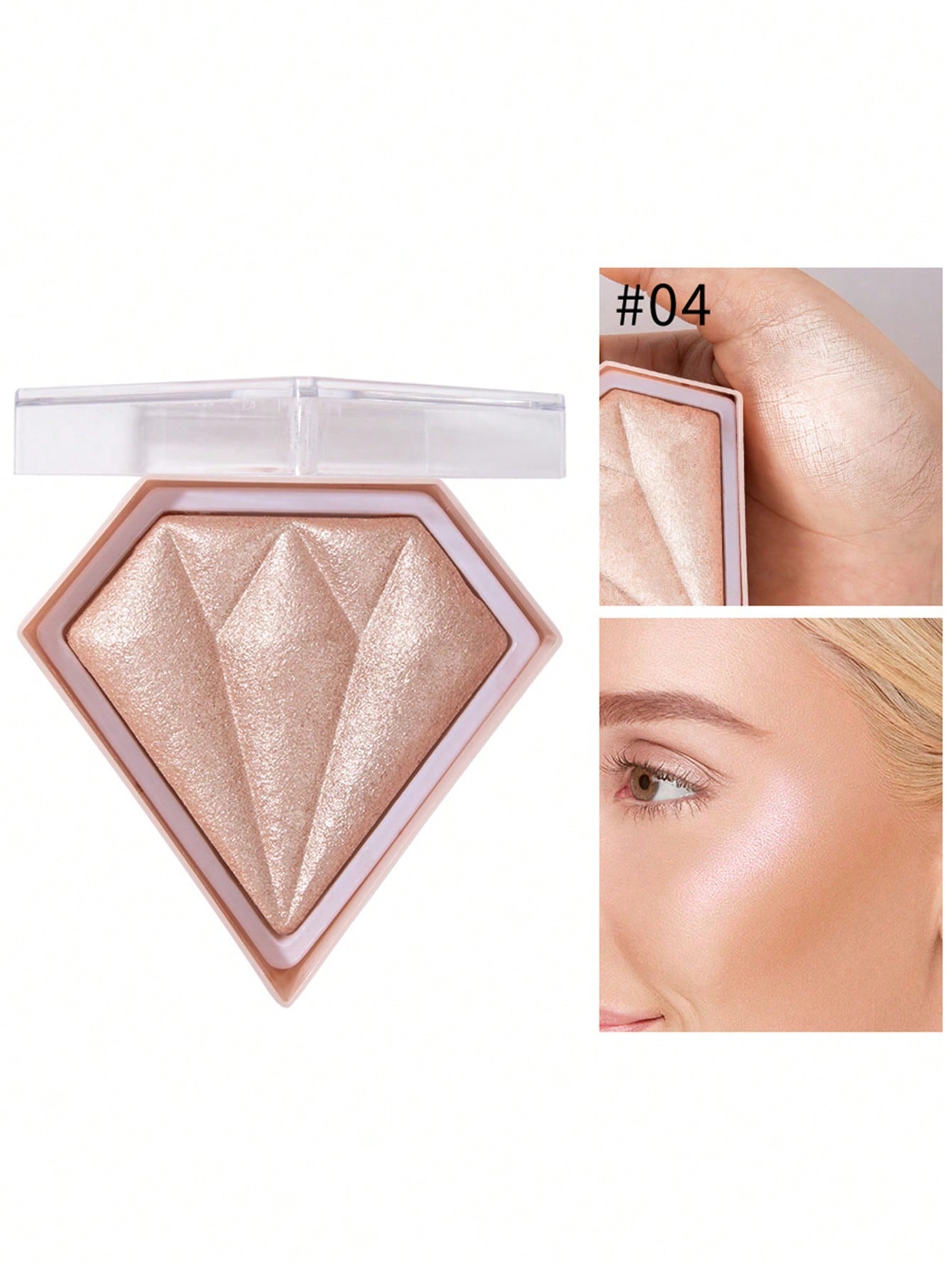Shein - Diamond Shaped Powder Highlighter, 1Pc Long-Wearing Brightenin ...