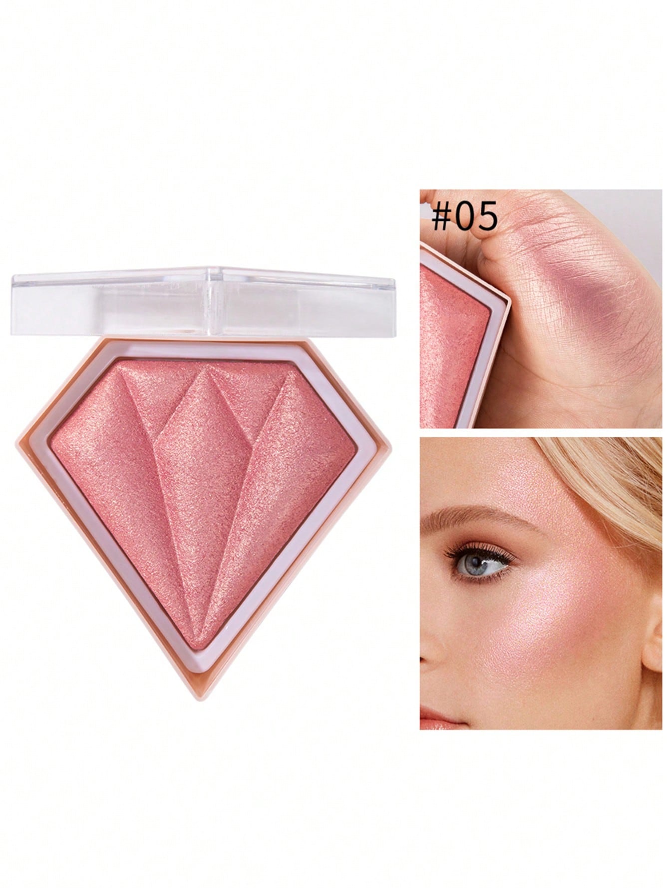 Shein - Diamond Shaped Powder Highlighter, 1Pc Long-Wearing Brightenin ...