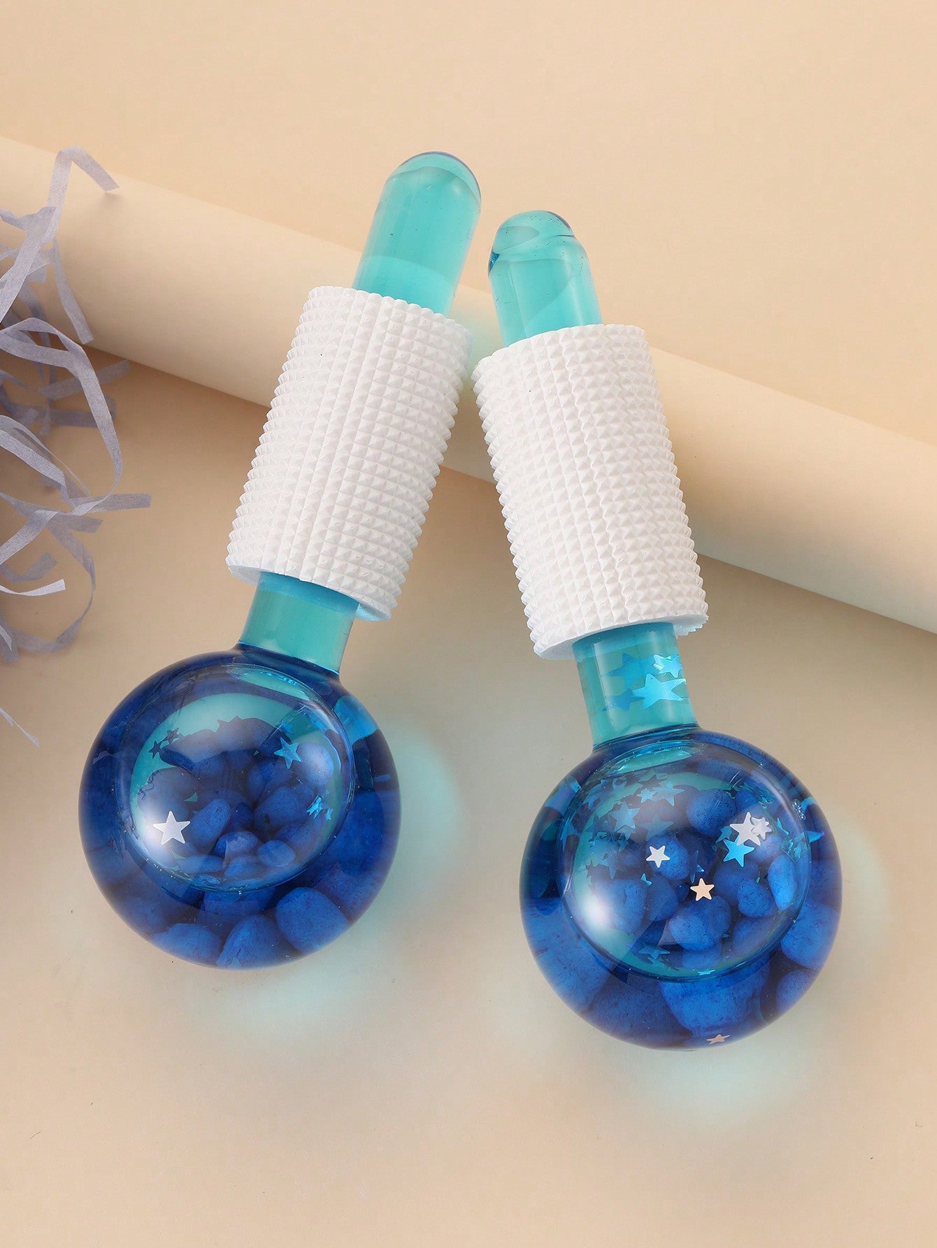 Shein - 2pcs (Gift Box) Dark Blue Energy Stone Crystal Clear Ice Spher ...