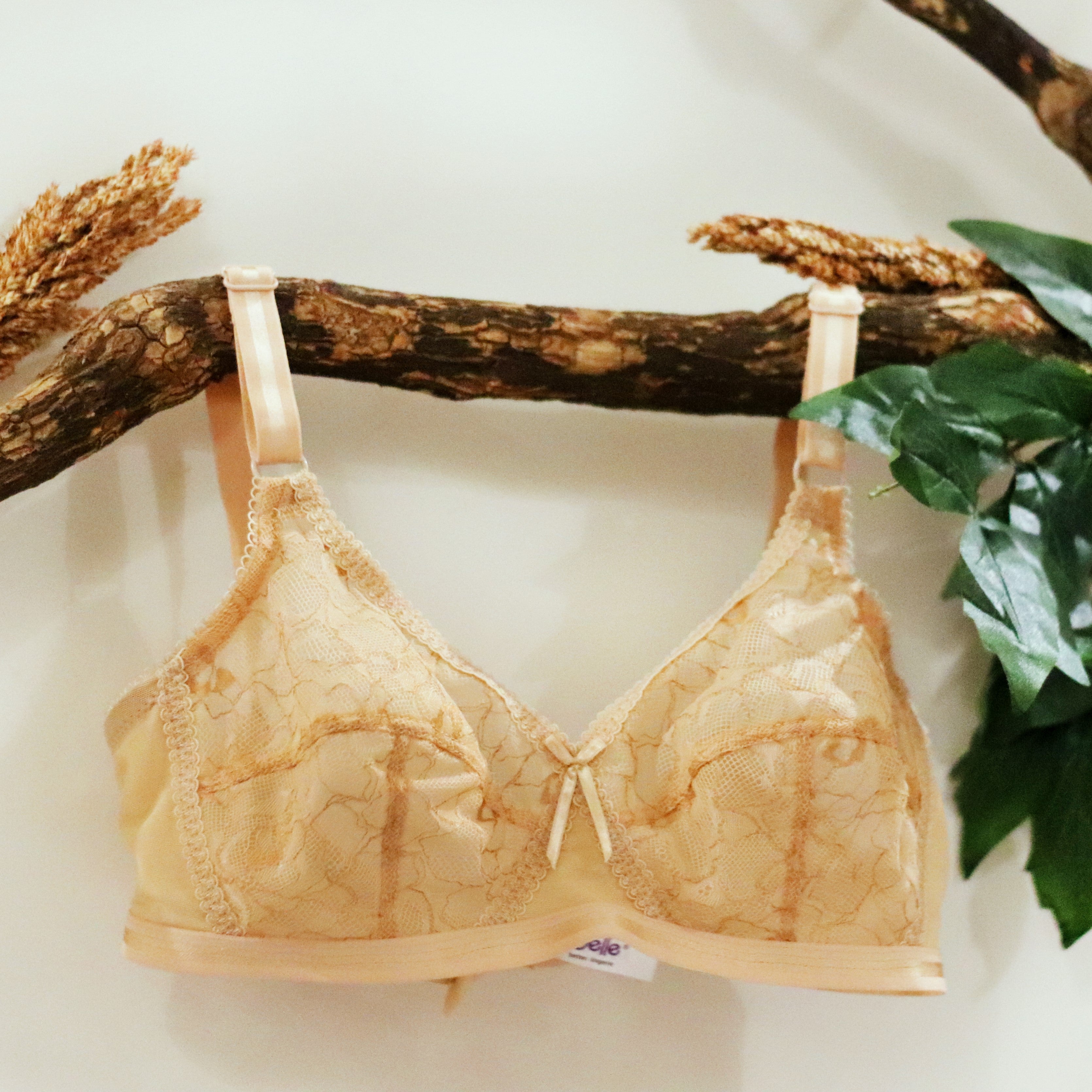 Bebelle - X-Over Trendy, Soft Lace Unpadded Crossover Bra - SKIN ...
