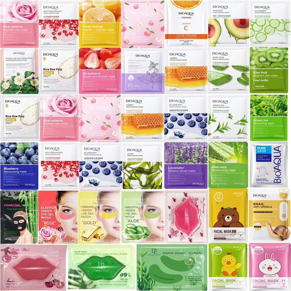 Pack of 15 Fruit Plant Extract Moisturizing Brighten Facial Sheet Mask ...