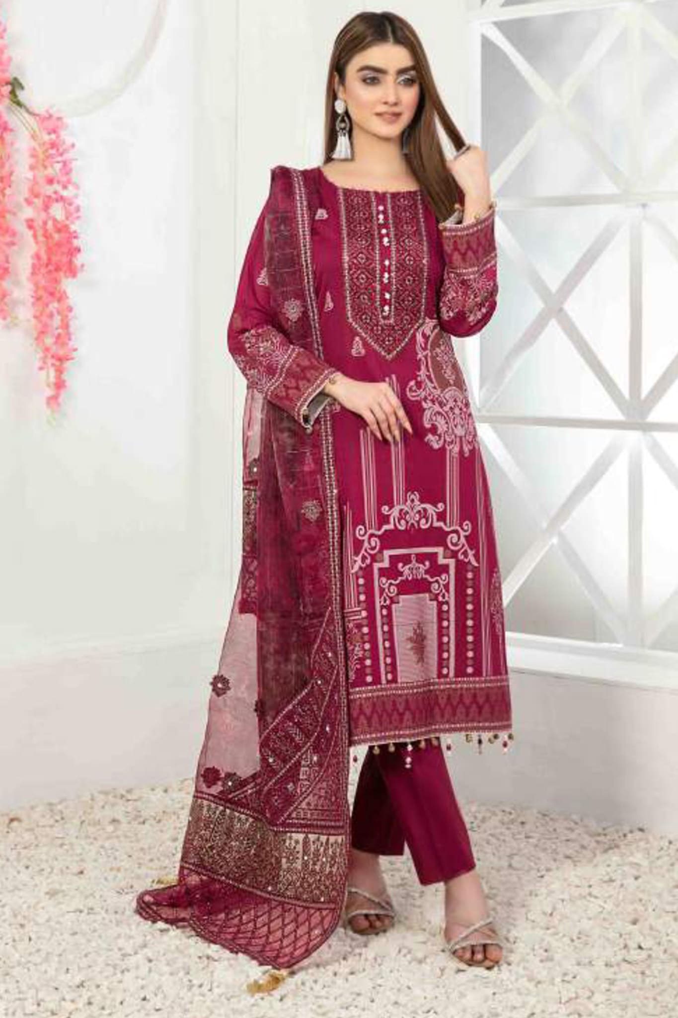 Nashmia by Tawakkal Unstitched 3 Piece Banarsi Lawn Collection'2023-NB ...
