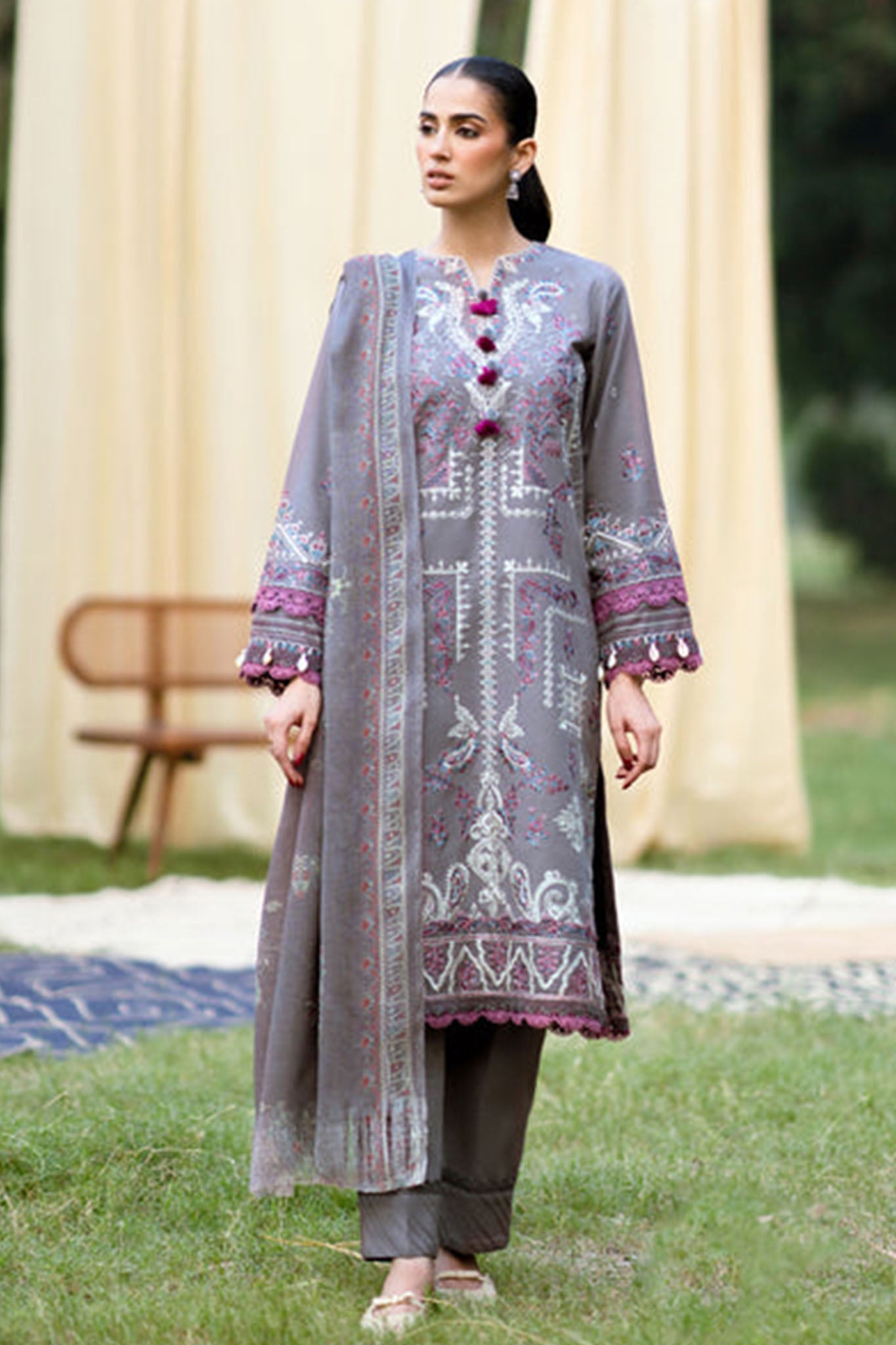 Serenity By Florents Unstitched 3 Piece Winter Shawl Collection'2024-F ...