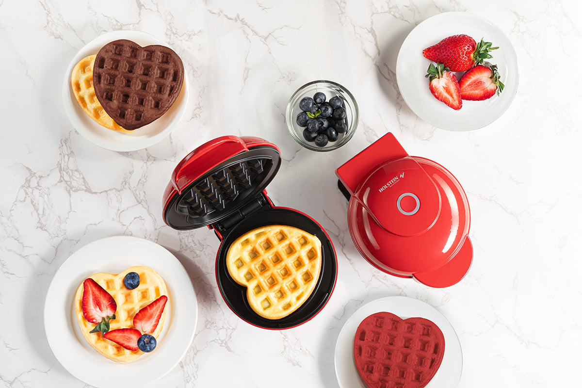 Home.Co - Mini Waffle Maker - Heart Shape (4-inch cooking surface ...