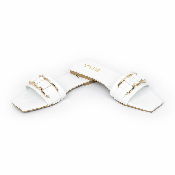 VYBE - White Slides with Square chain – Bagallery