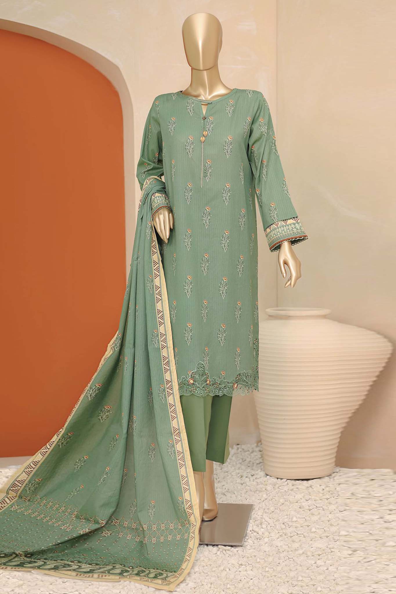 Meenakari By Hz Unstitched 3 Piece Emb Doriya Collection'2024-MED-04-G ...