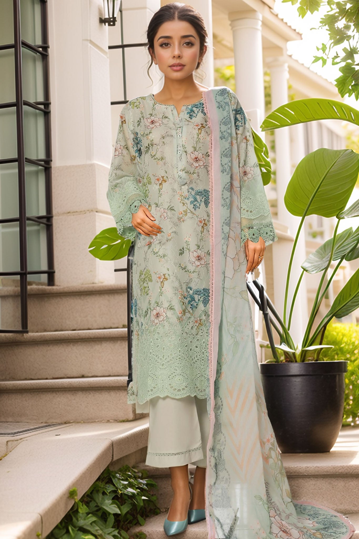 Sada Bahar Stitched 3 Piece Fusion Chikankari Collection'2025-CKP-Fero ...