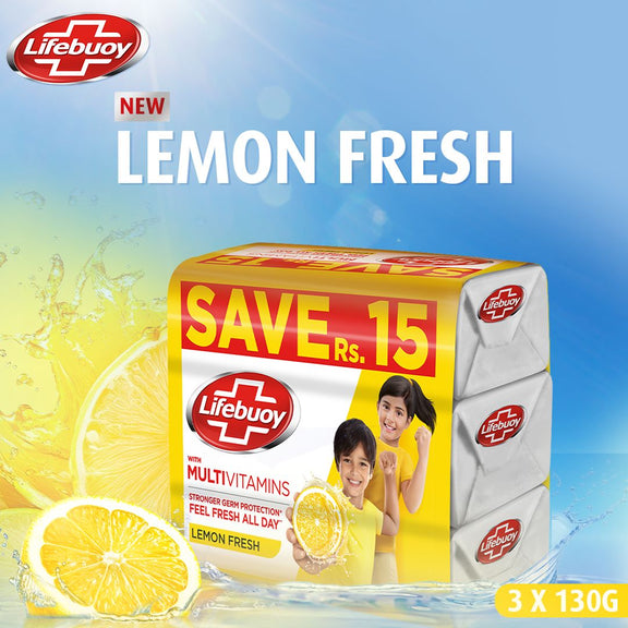 LIFEBUOY - LEMON FRESH TRIO SOAP BAR - 130G – Bagallery