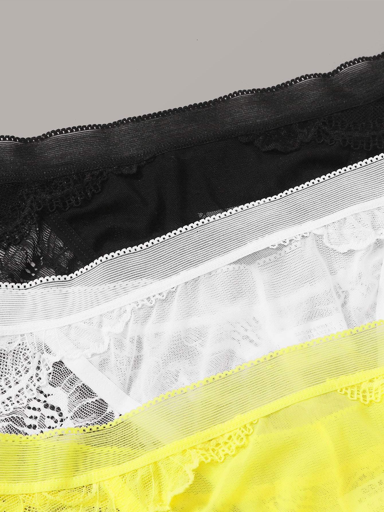 Shein 3pack Floral Lace Sheer Panty Set Bagallery