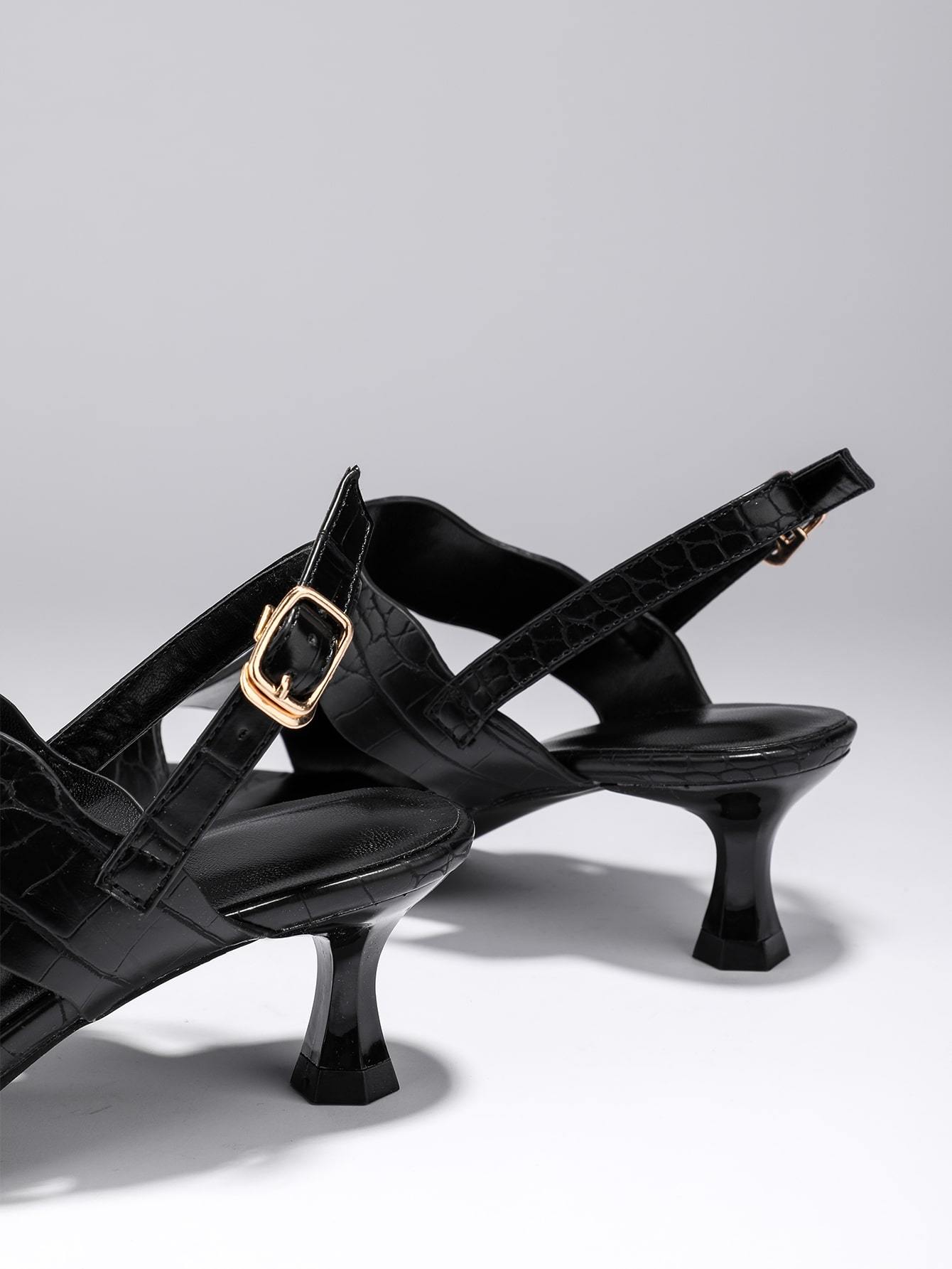 Shein- Croc Embossed Slingback Sandals – Bagallery