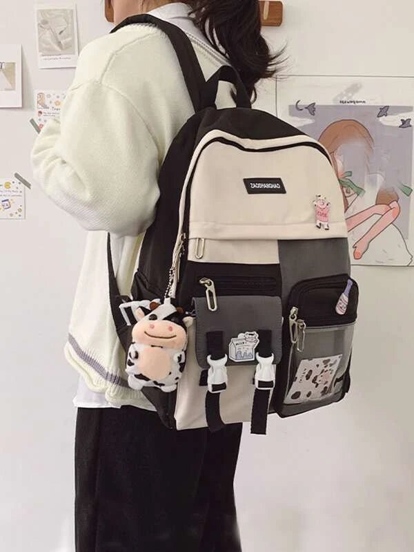 Shein The backpack and the big stone are patchwork color with the rand ...