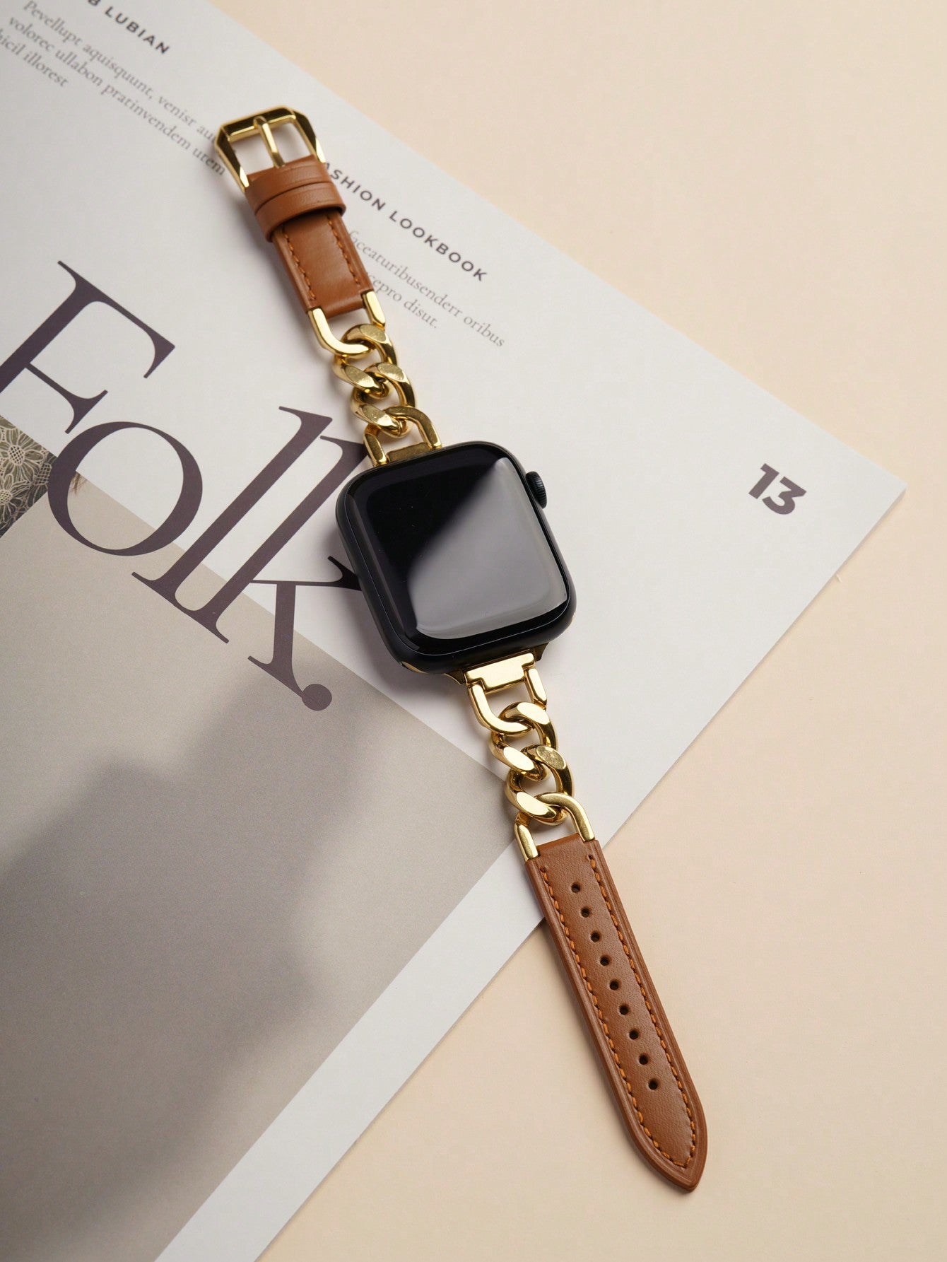 Shein - Genuine Leather Chain Bracelet With Compatible Apple Watch Se ...