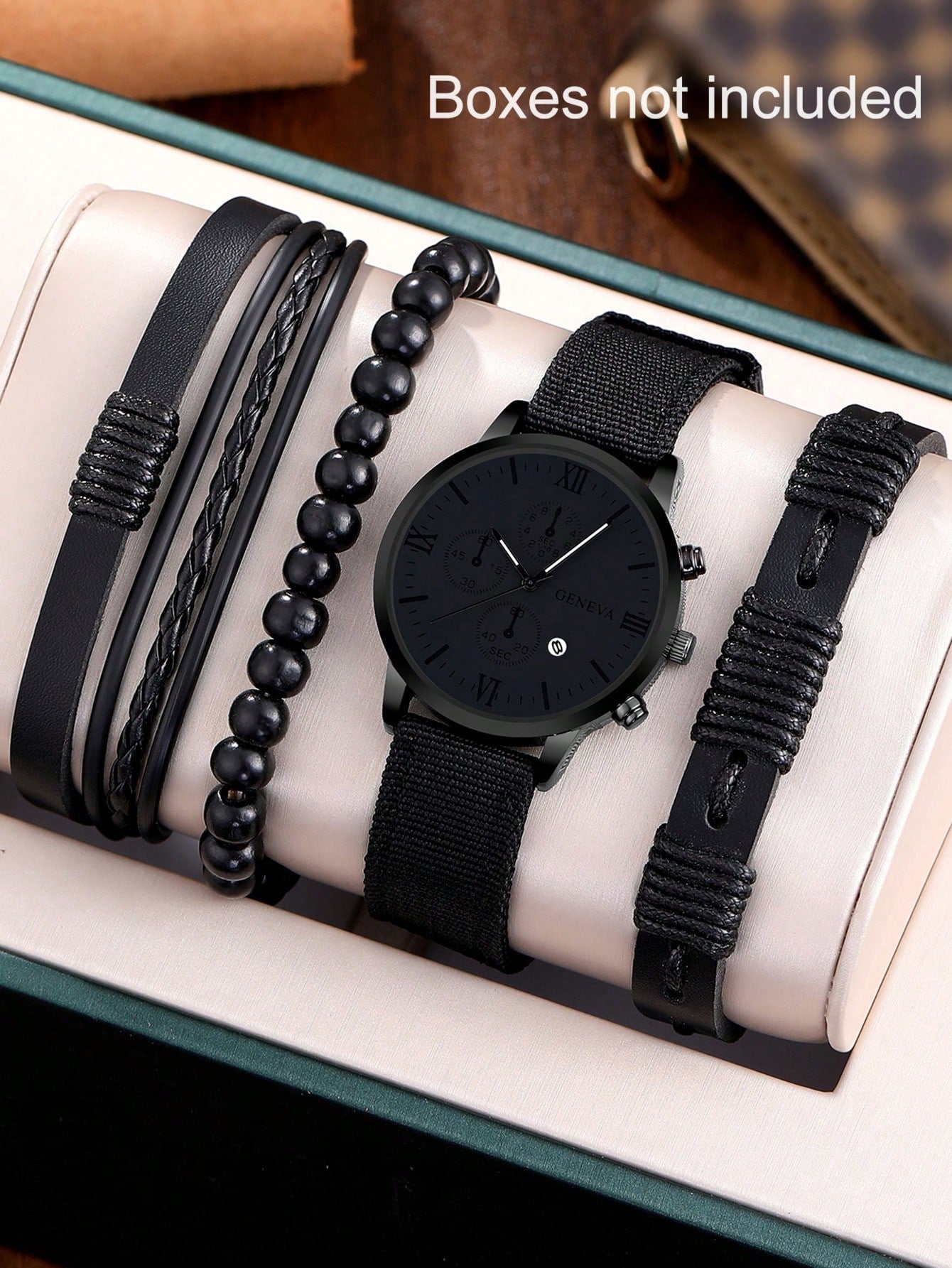 Shein - 1pc Men's Black Sports Round Calendar Indicator Quartz Watch W ...
