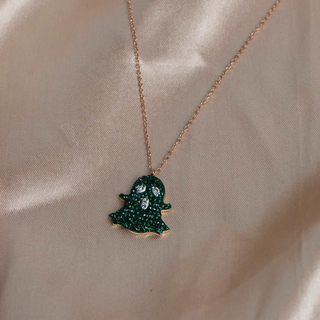 Shein- Spooky Green Rhinestone Gold Chain Necklace – Bagallery