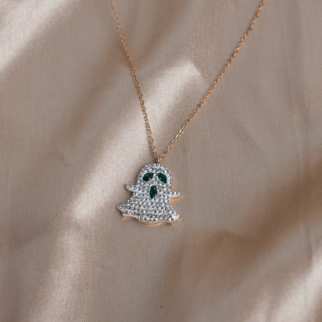 Shein- Spooky White Rhinestone Gold Chain Necklace – Bagallery