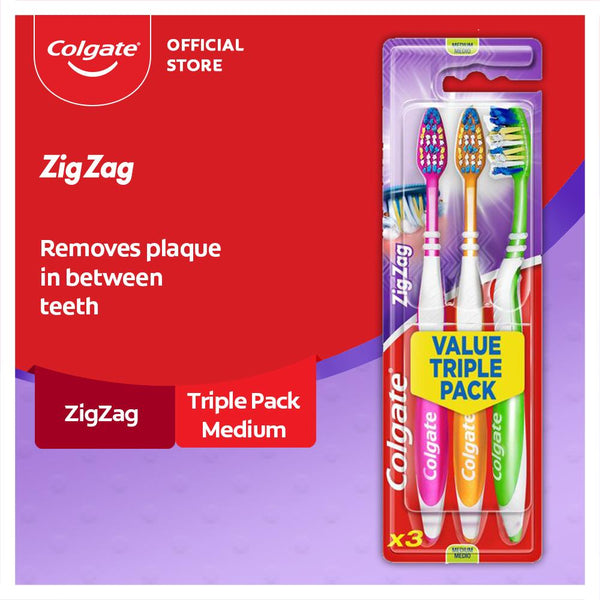 Colgate- Zig Zag Toothbrush - Triple Pack (Medium) – Bagallery