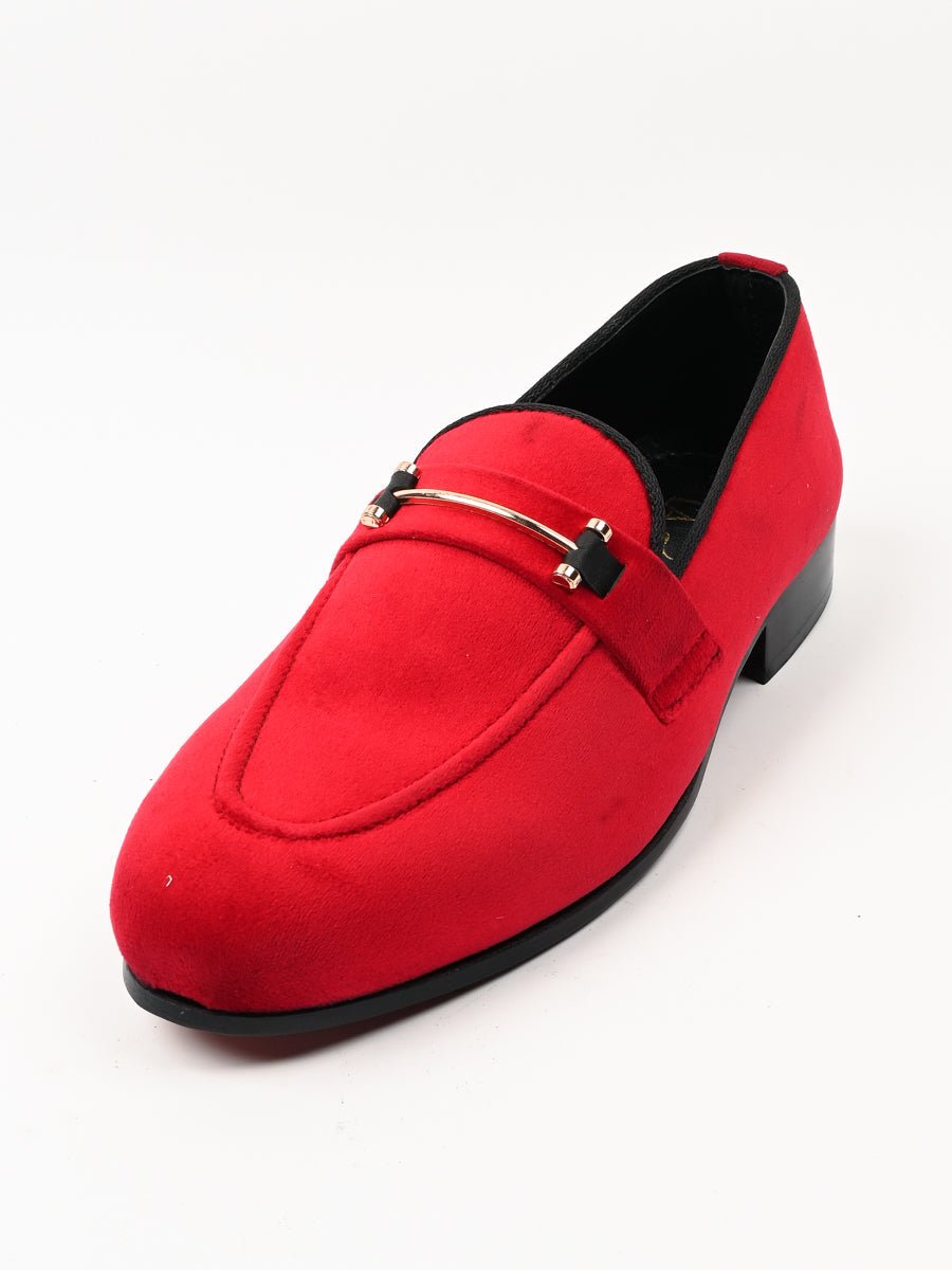 Tauheed Ansari Red Semi Formal Buckle Moccasin For Men's – Bagallery