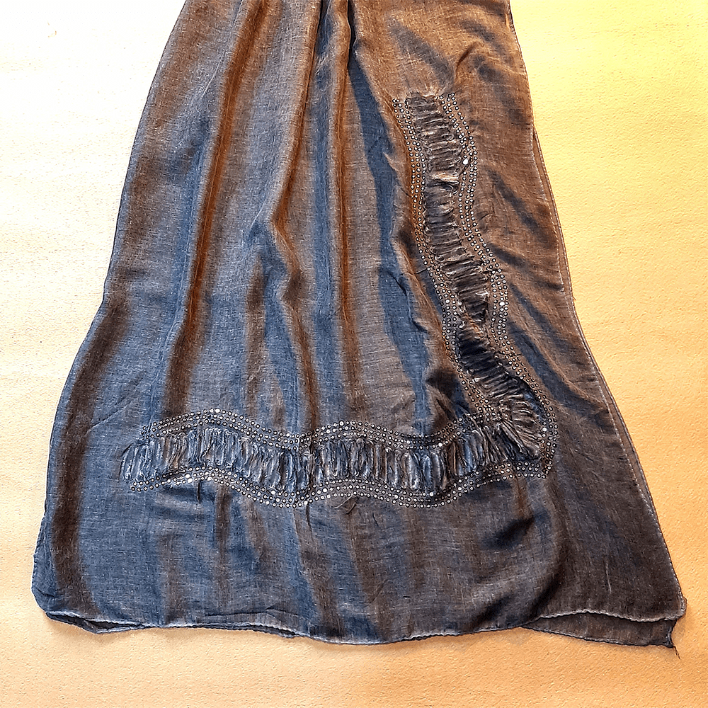 Zardi- Fancy Stole With One sided Sequence Border - Lawn - Black - ZSC ...