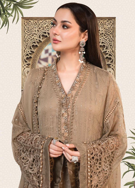 Maria B- Embroidered Chiffon Suits Unstitched 3 Piece- D5 – Bagallery