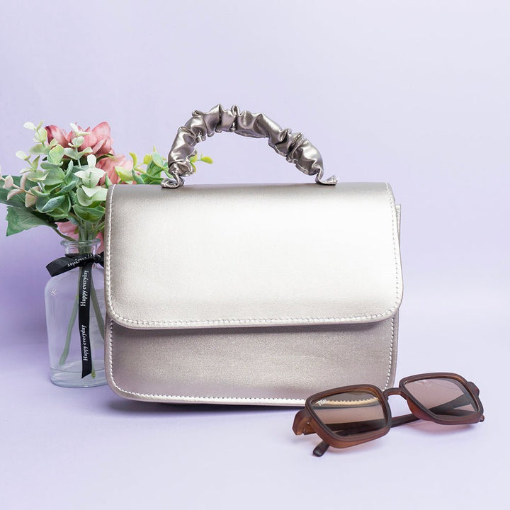 Shein - Crossbody Bag With Fluffy Handle - Silver – Bagallery